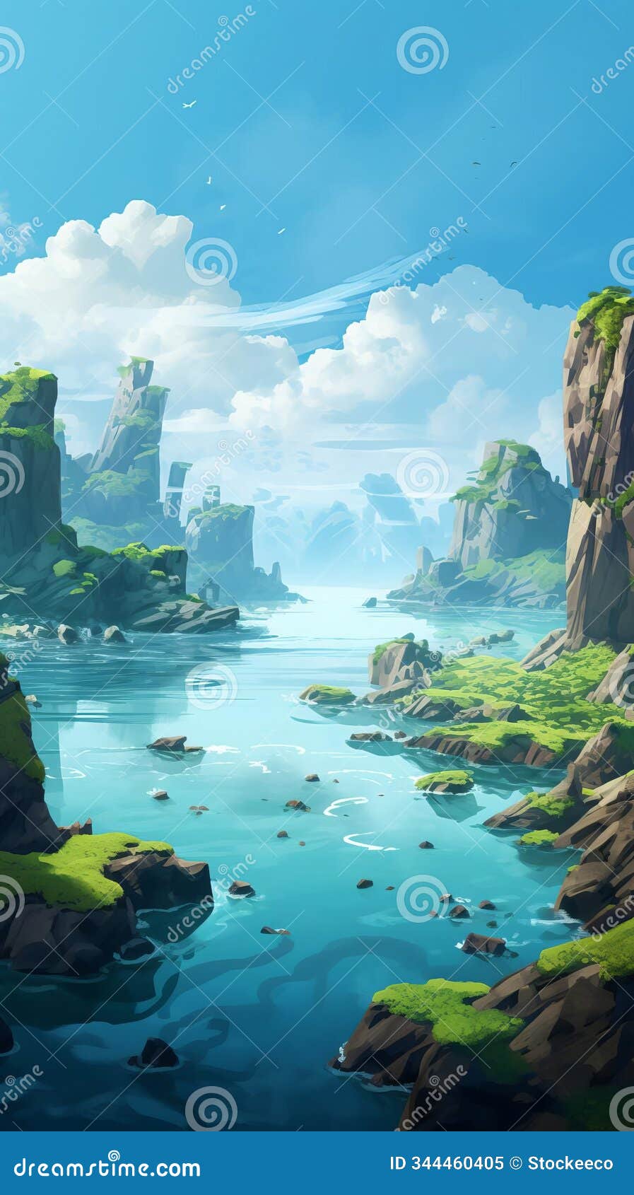 Rough-edged 2d Animation Plateau Scene In Day Time Setting Stock ...