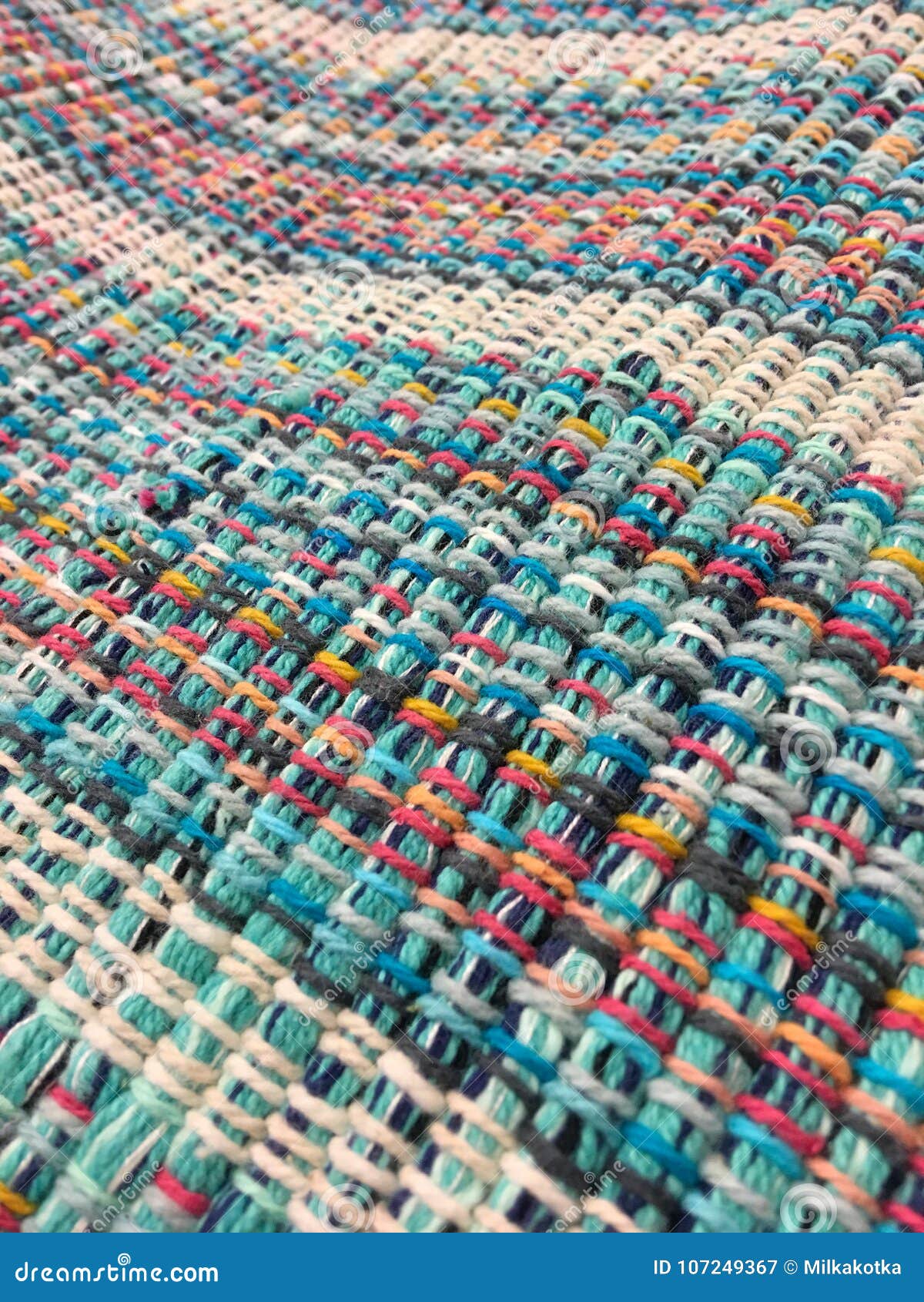 Rough Fabric is Woven of Threads of Different Colors. Textile ...