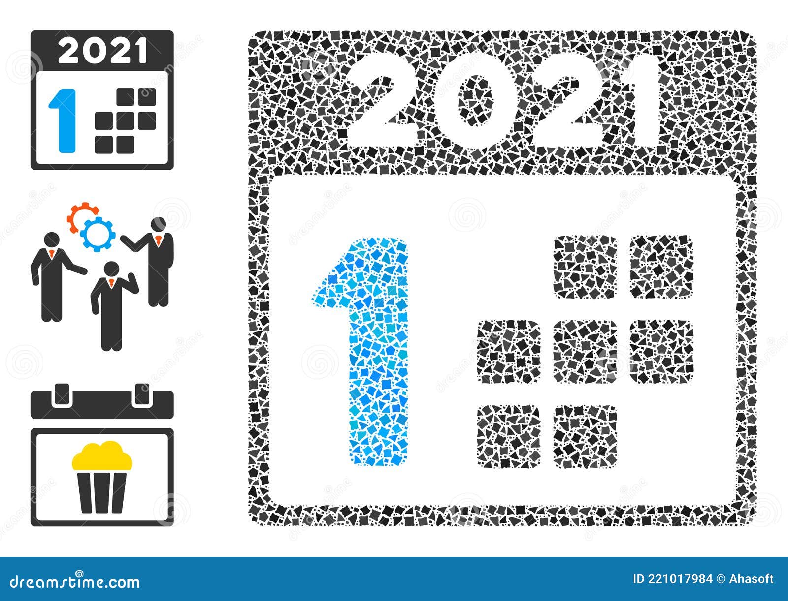 Rough 2021 First Day Icon Collage Stock Vector - Illustration of ...