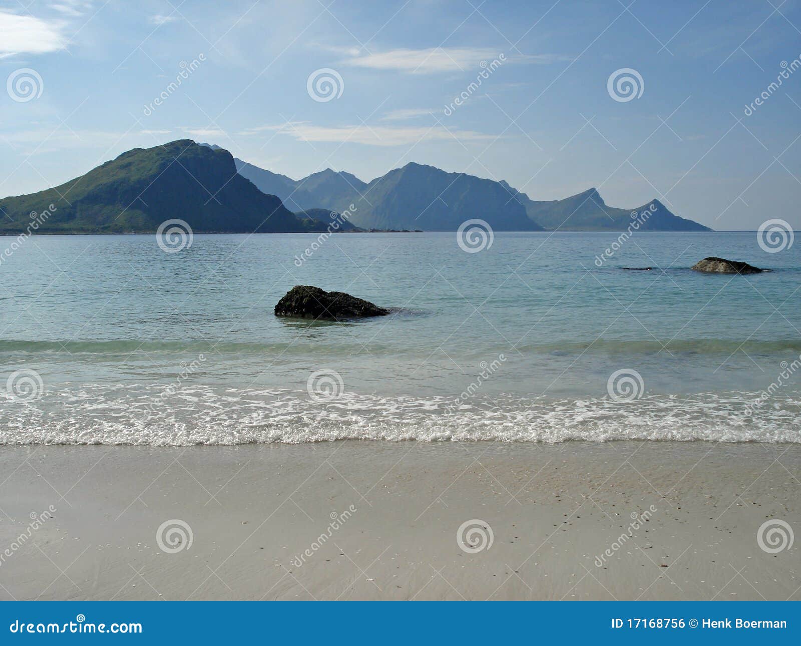 Rough Mountain Landscape Lofoten Islands Stock Photo - Image of water ...
