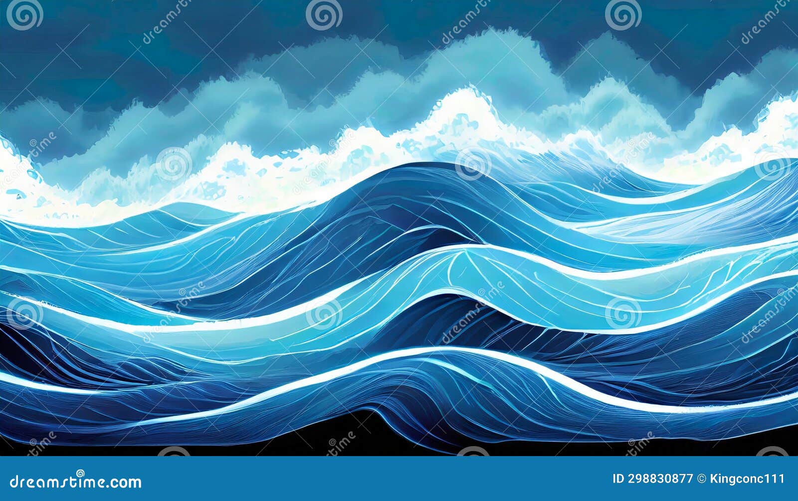 Rough ocean waves stock illustration. Illustration of waves - 298830877