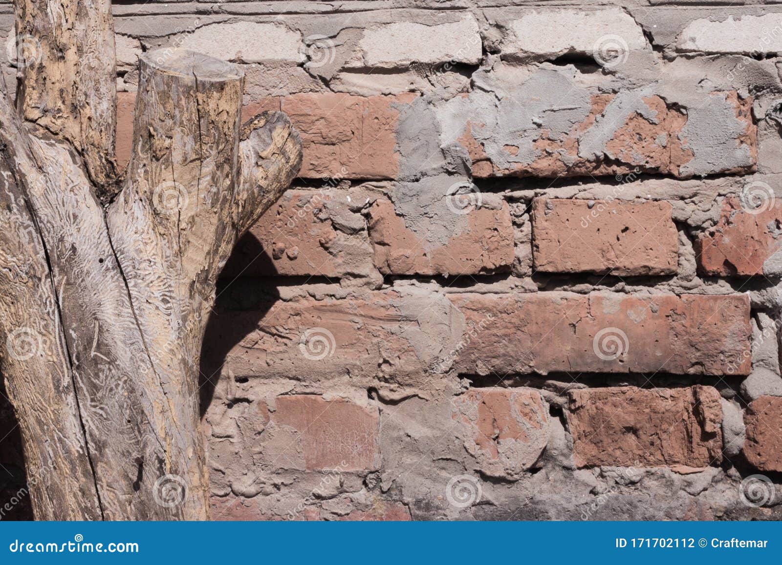Rough Old Crumbling Orange Brickwork. A Wall Of Old Broken Red Bricks ...
