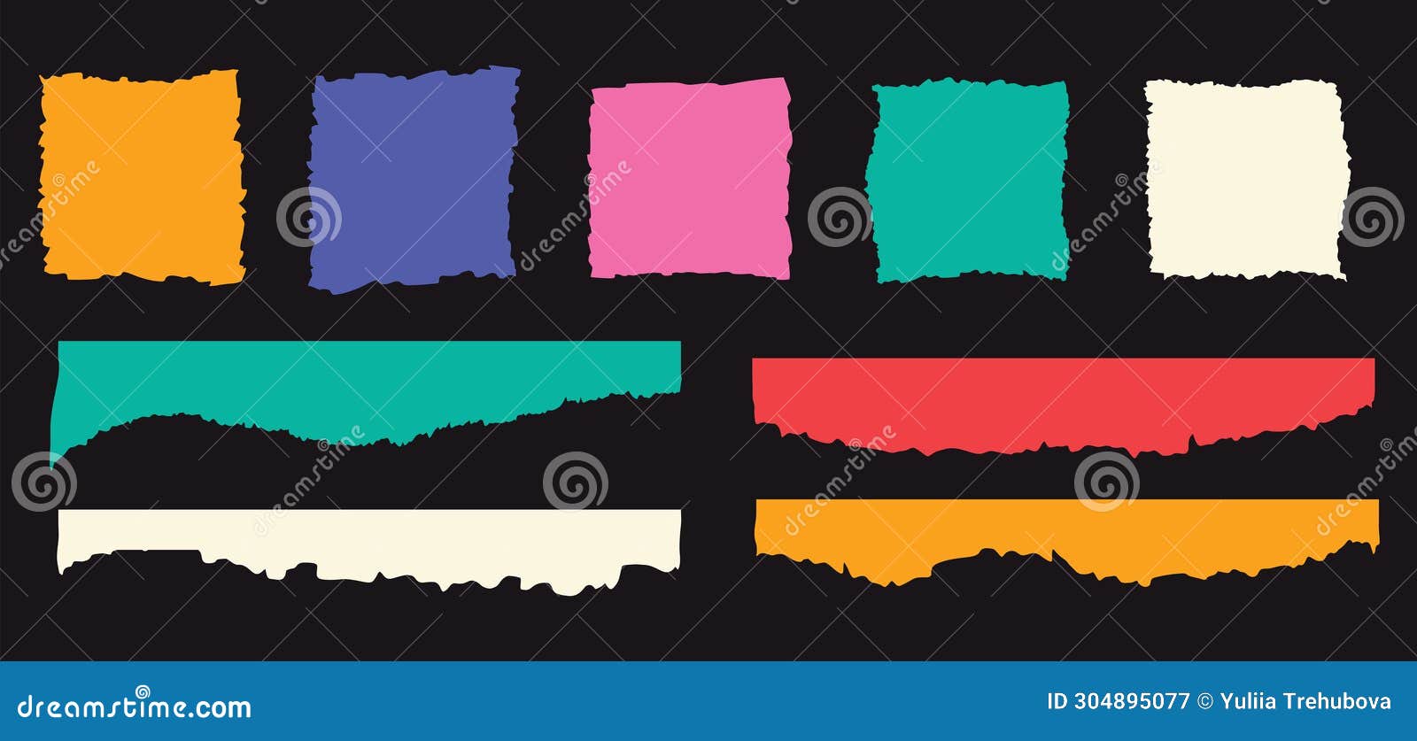 Rough Paper Edge Set. Rectangle Torn Shape, Border, Piece Sticker Stock ...