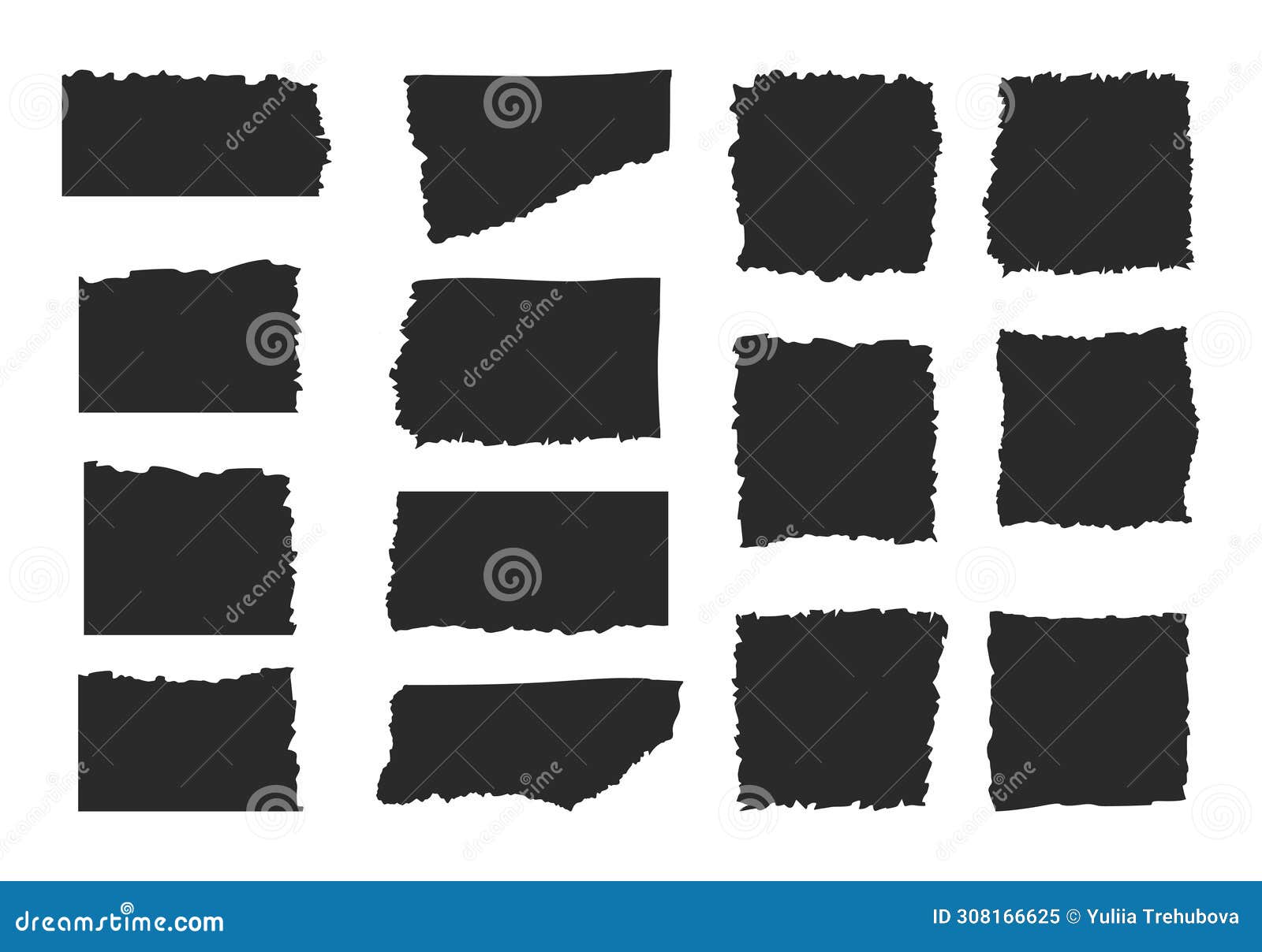 Rough Paper Edge Set. Rectangle Torn Shape, Border, Piece Sticker Stock ...