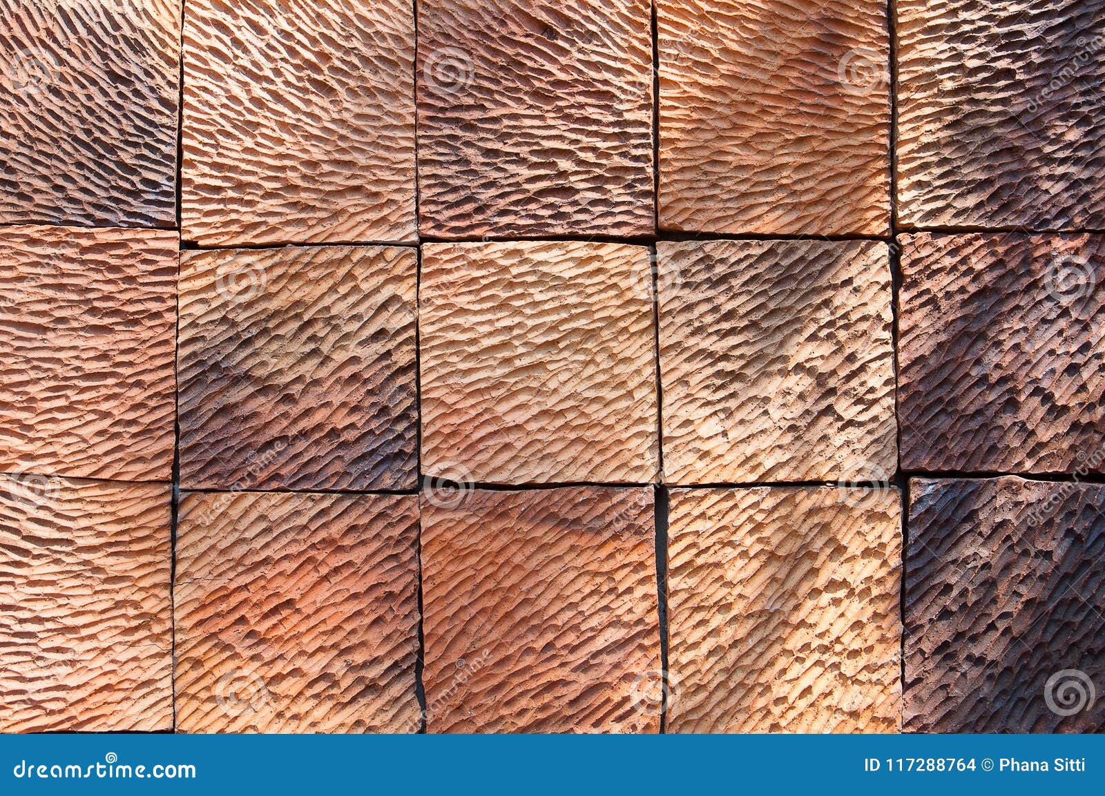 Rough Pattern Clay Bricks Wall Background with Daylight and Shad Stock ...