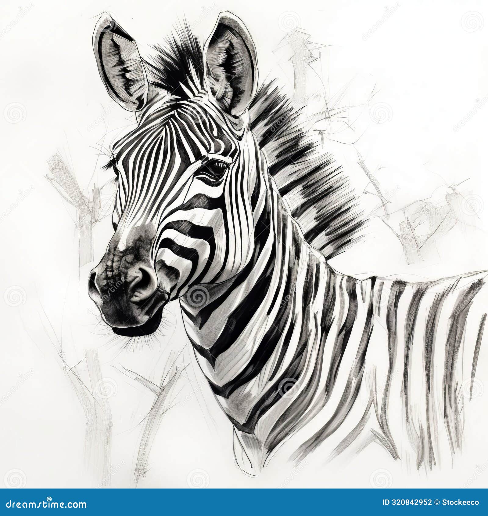 Rough Pencil Sketch Of A Zebra: A Detailed Guide Stock Photography ...