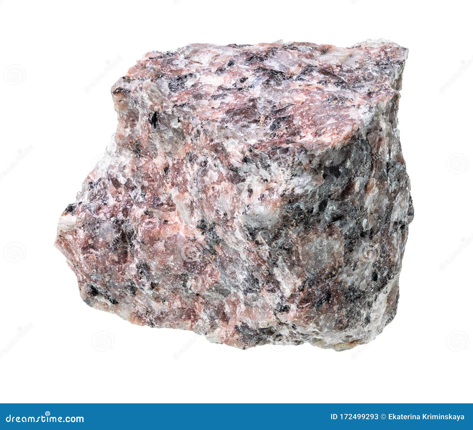 Rough Pink Granite Rock Cutout on White Stock Image - Image of surface ...