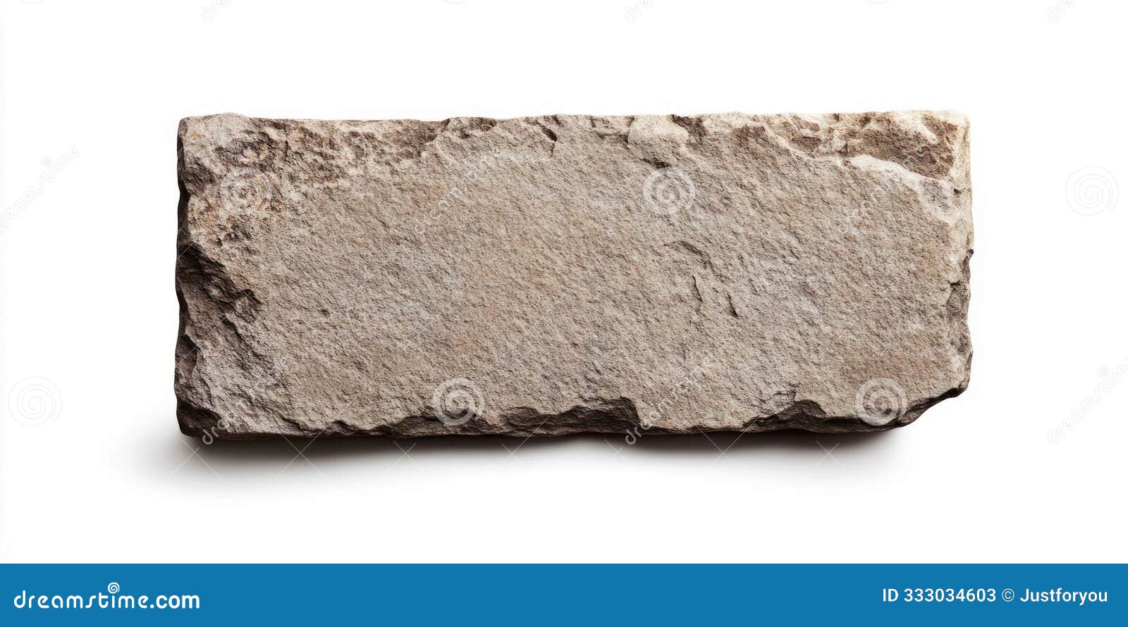 Rough Rectangular Stone Slab Isolated on White Background Stock ...