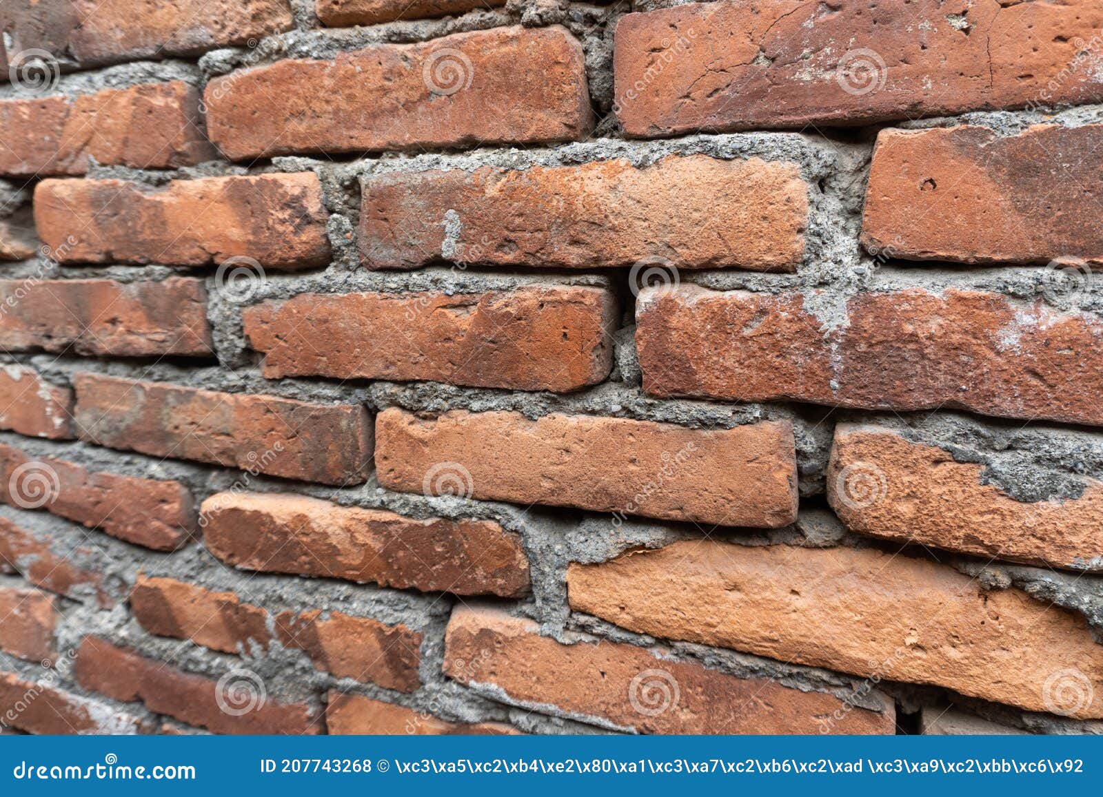 Rough red brick wall 4 stock photo. Image of iron, cobblestone - 207743268