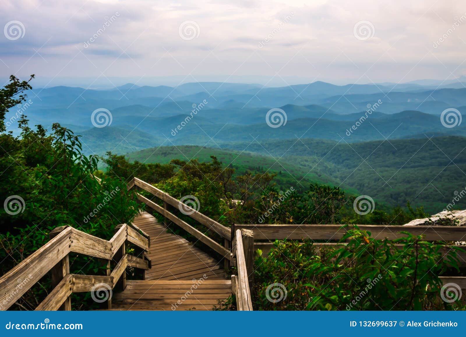 Rough Ridge Overlook Viewing Area Off Blue Ridge Parkway Scenery Stock ...
