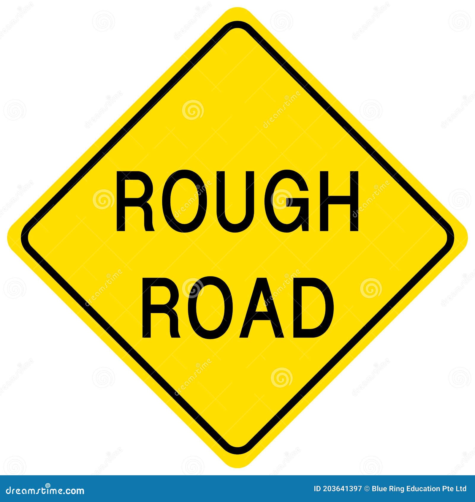 Rough Road Yellow Sign on White Background Stock Vector - Illustration ...