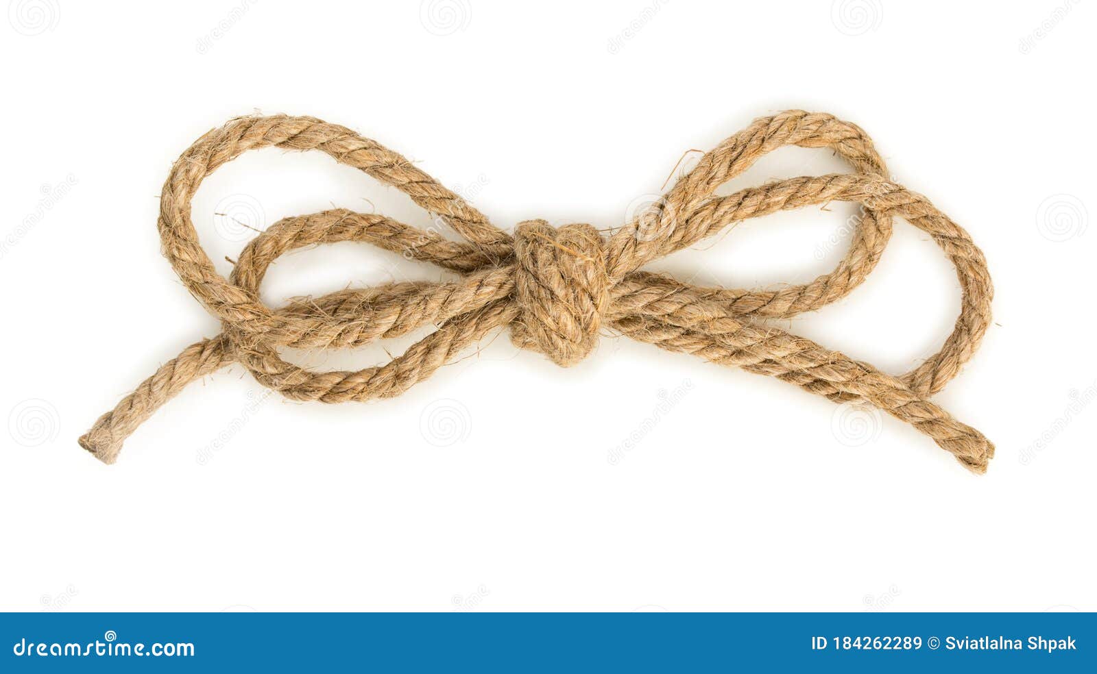 Rough Rope Bow Knot, Isolated on White Background, Close Up, Top View ...