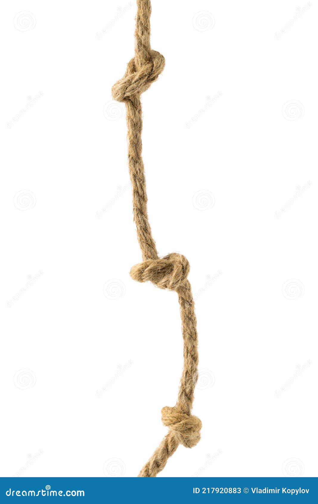 Rough Rope with Three Knots Isolated on a White Background Stock Image ...