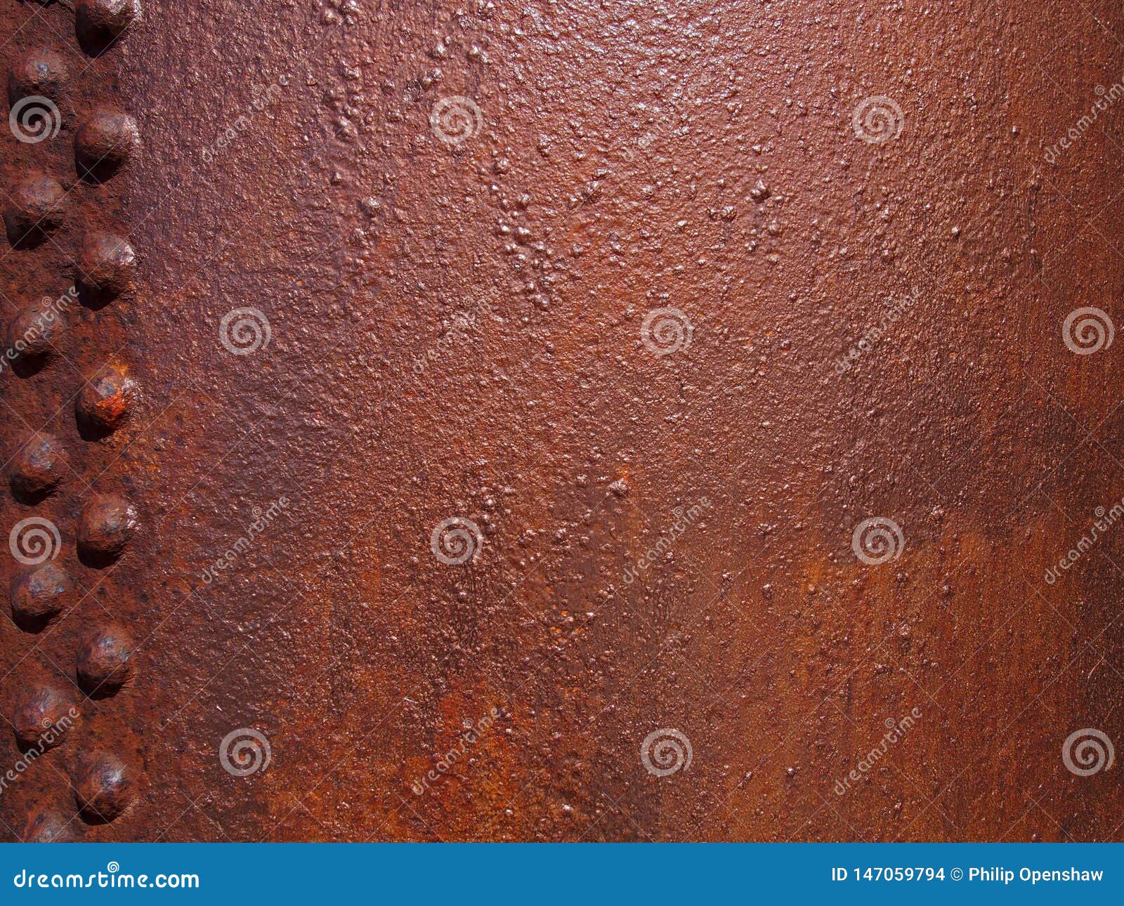 Rough Rusted Red Brown Steel Plate with Riveted Panel and Textured ...