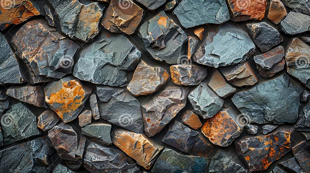 Rough and Rustic Abstract Stone Wall Texture Featuring Uniquely Shaped ...