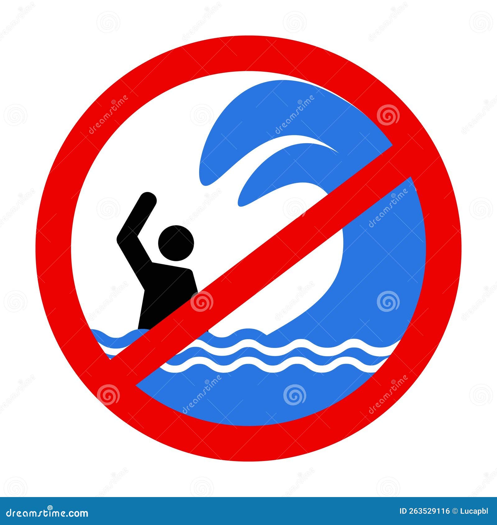 Do Not Swim with Rough Sea and High Waves. Stock Vector - Illustration ...