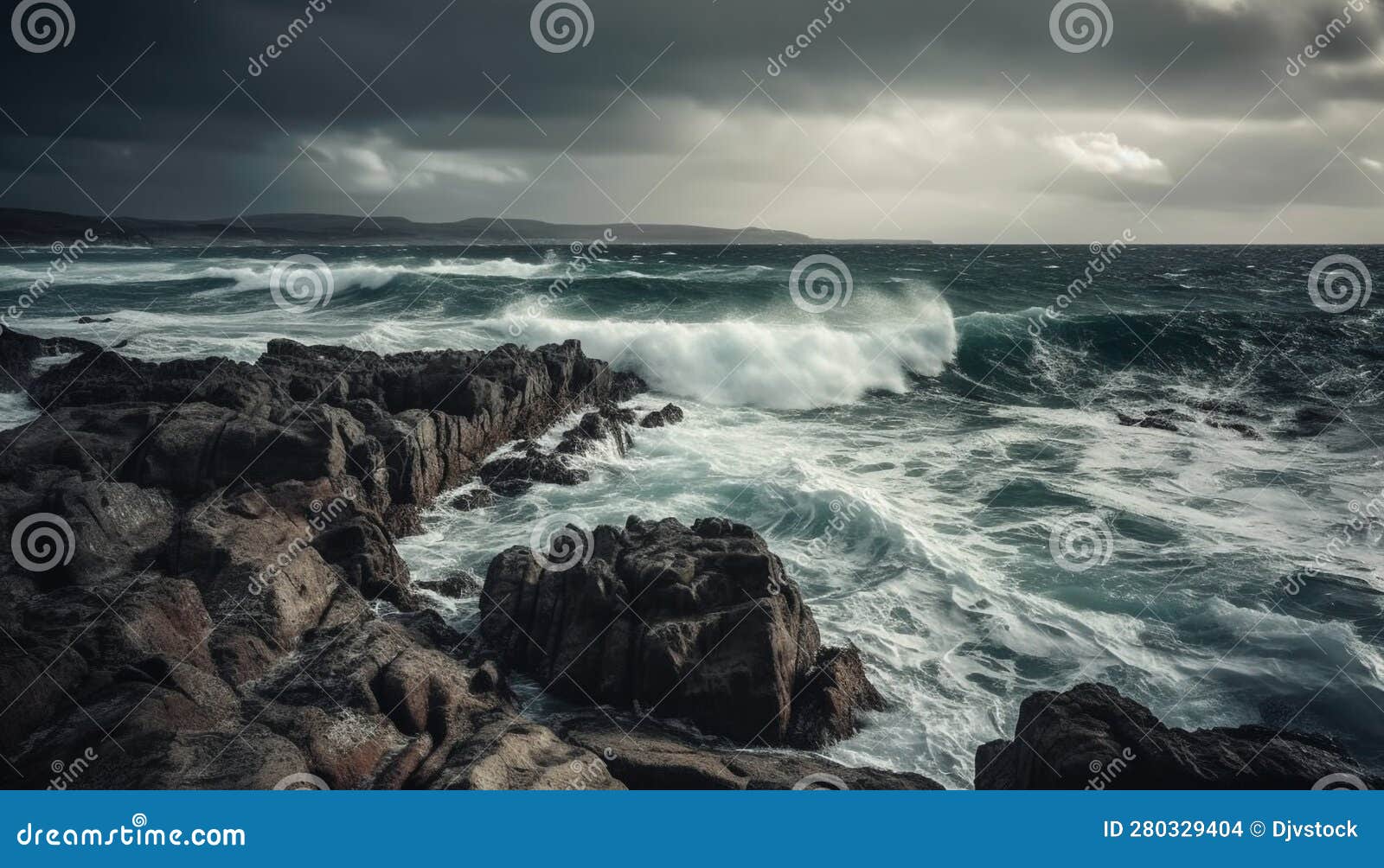 Rough Seas Crash Against Dramatic Cliff, Beauty In Nature Fury Generated By AI Stock Photography ...