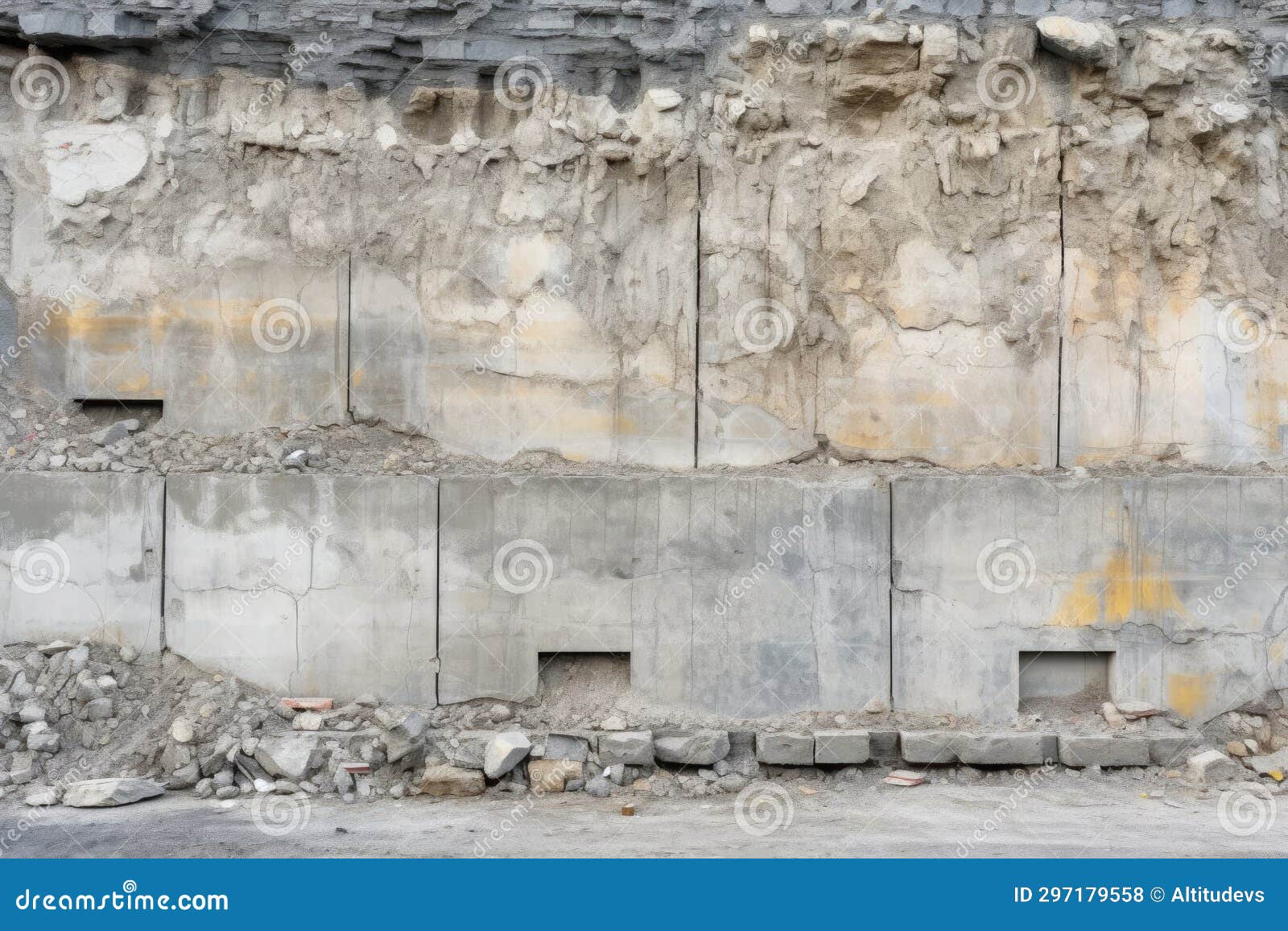 Rough Sections of a Demolished Concrete Wall Stock Photo - Image of ...