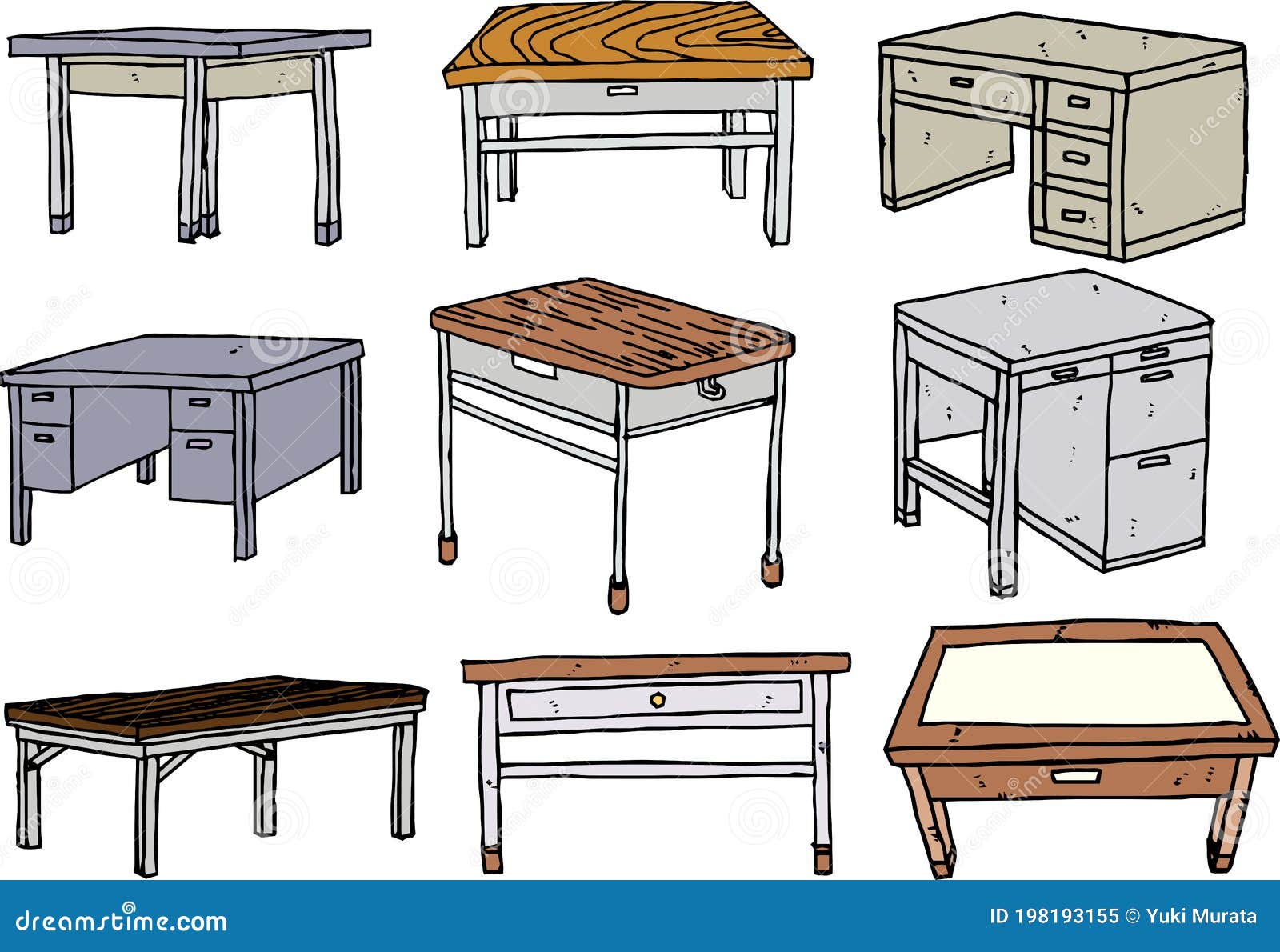 Rough Sketch of Hand-painted Desk Set Stock Vector - Illustration of ...