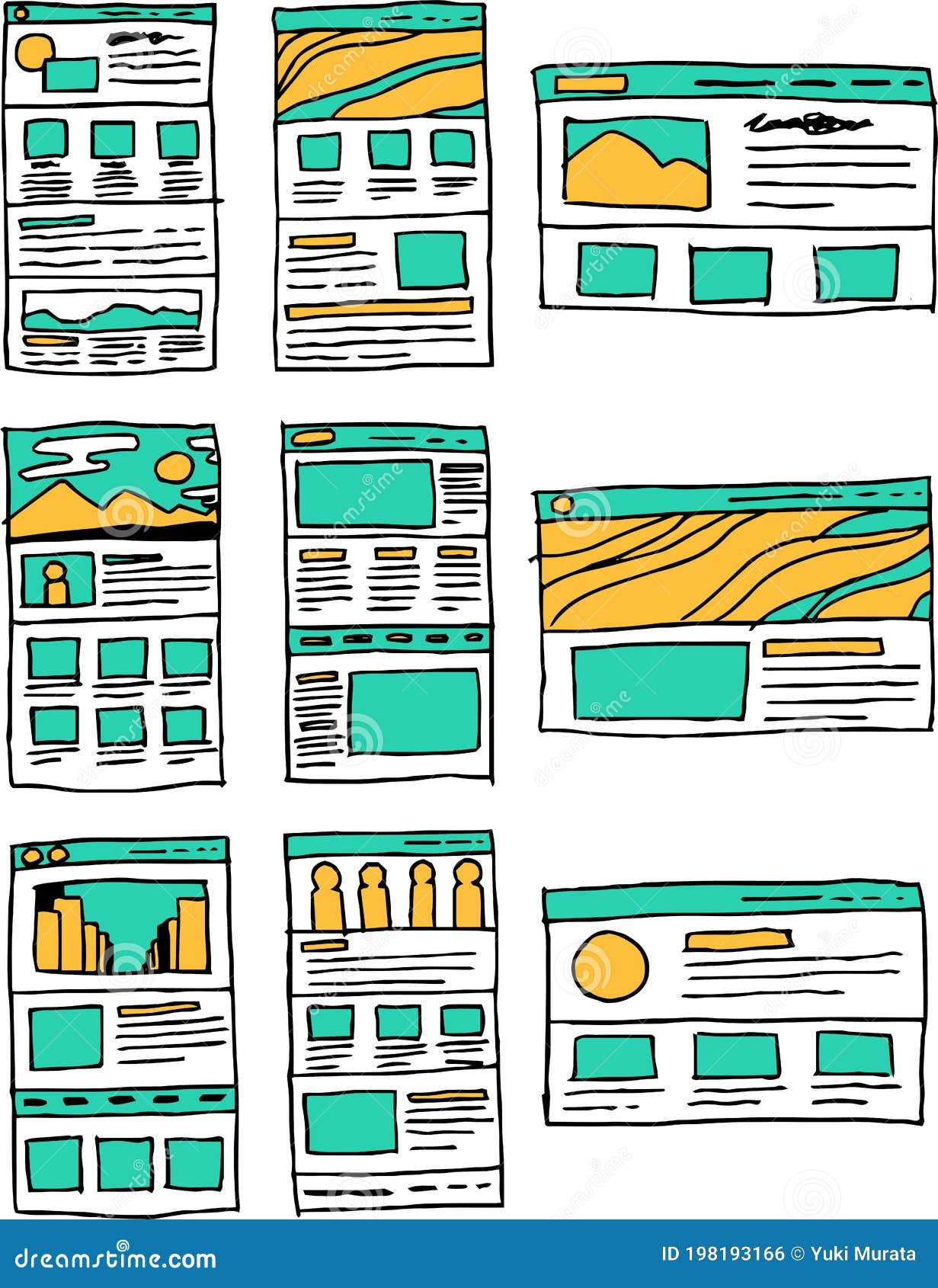 Rough Sketch of Website Mockup Set Stock Vector - Illustration of ...