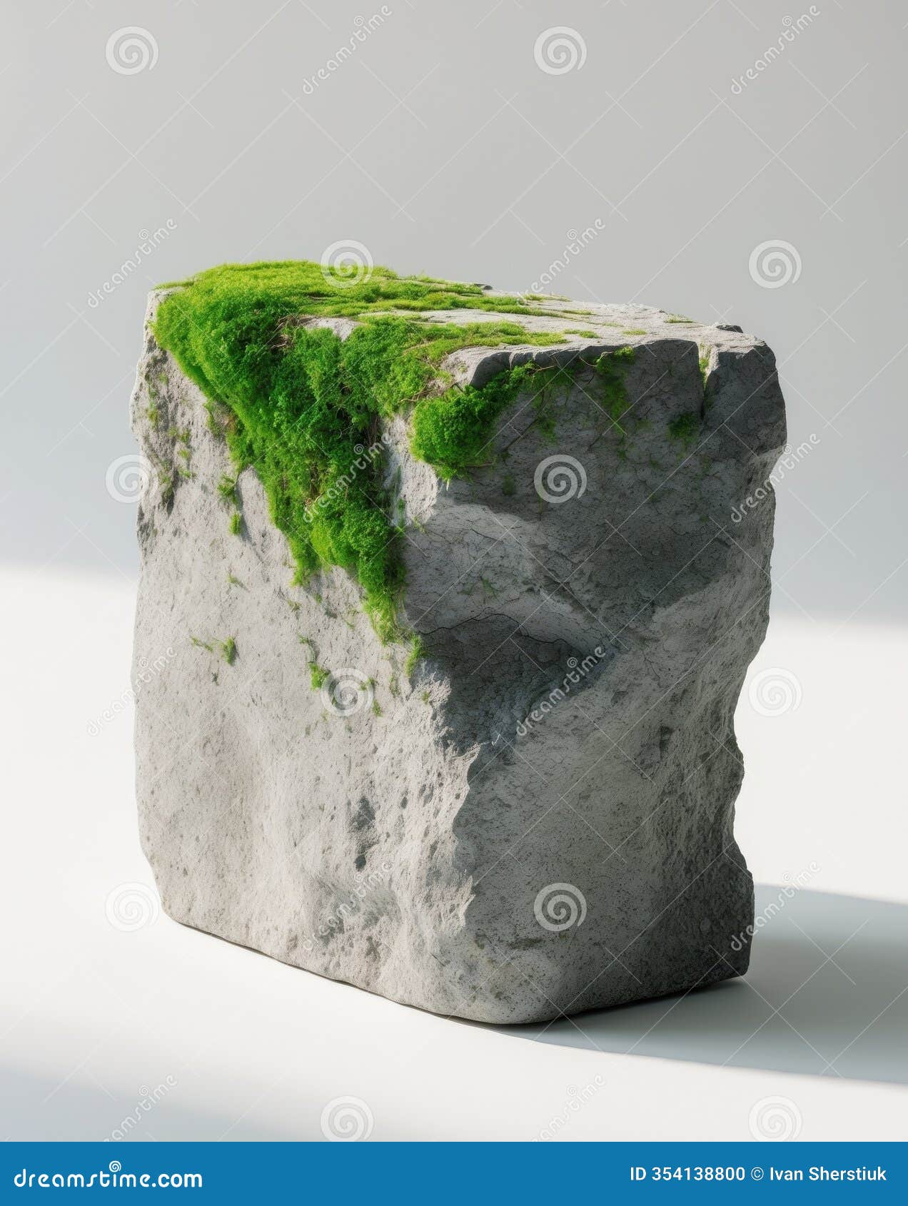 Rough Stone Block with Eroded Edges and Moss Stock Photo - Image of ...