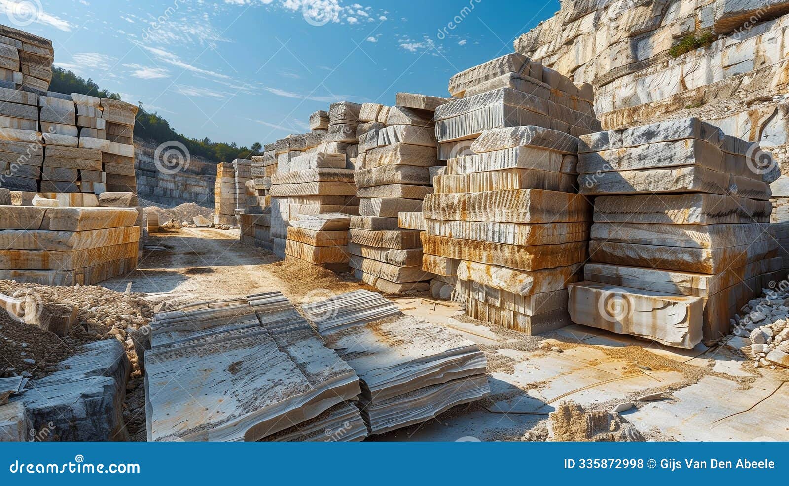 Rough Stone Blocks in Quarry Industrial Background Stock Illustration ...