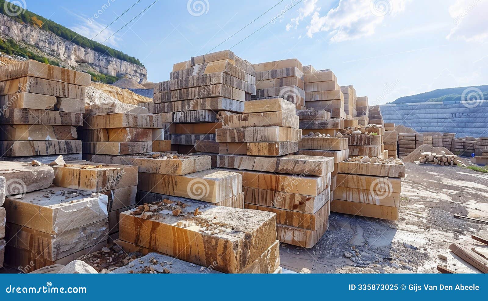 Rough Stone Blocks in Quarry Industrial Background Stock Illustration ...