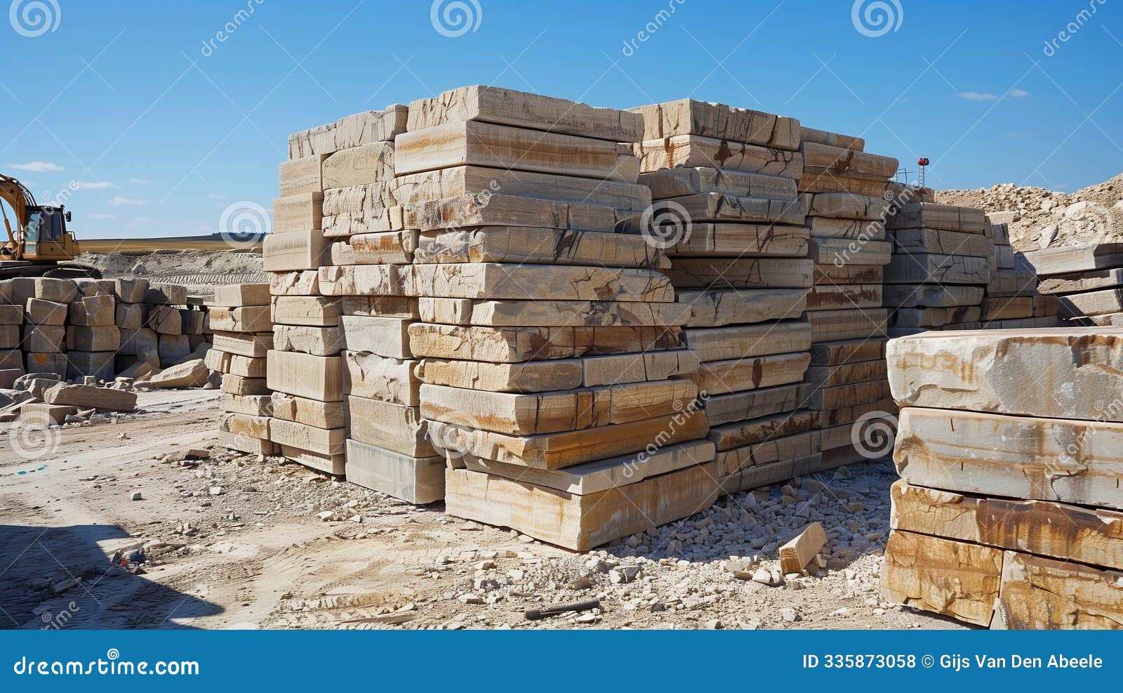 Rough Stone Blocks in Quarry Industrial Background Stock Illustration ...