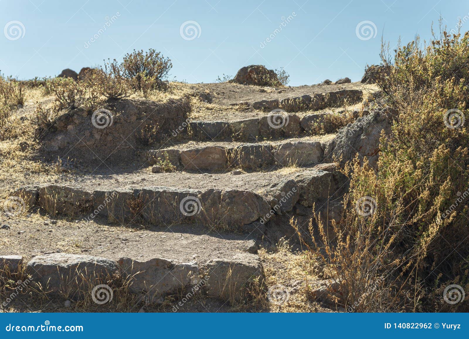 Rough stone steps stock photo. Image of hill, weather - 140822962