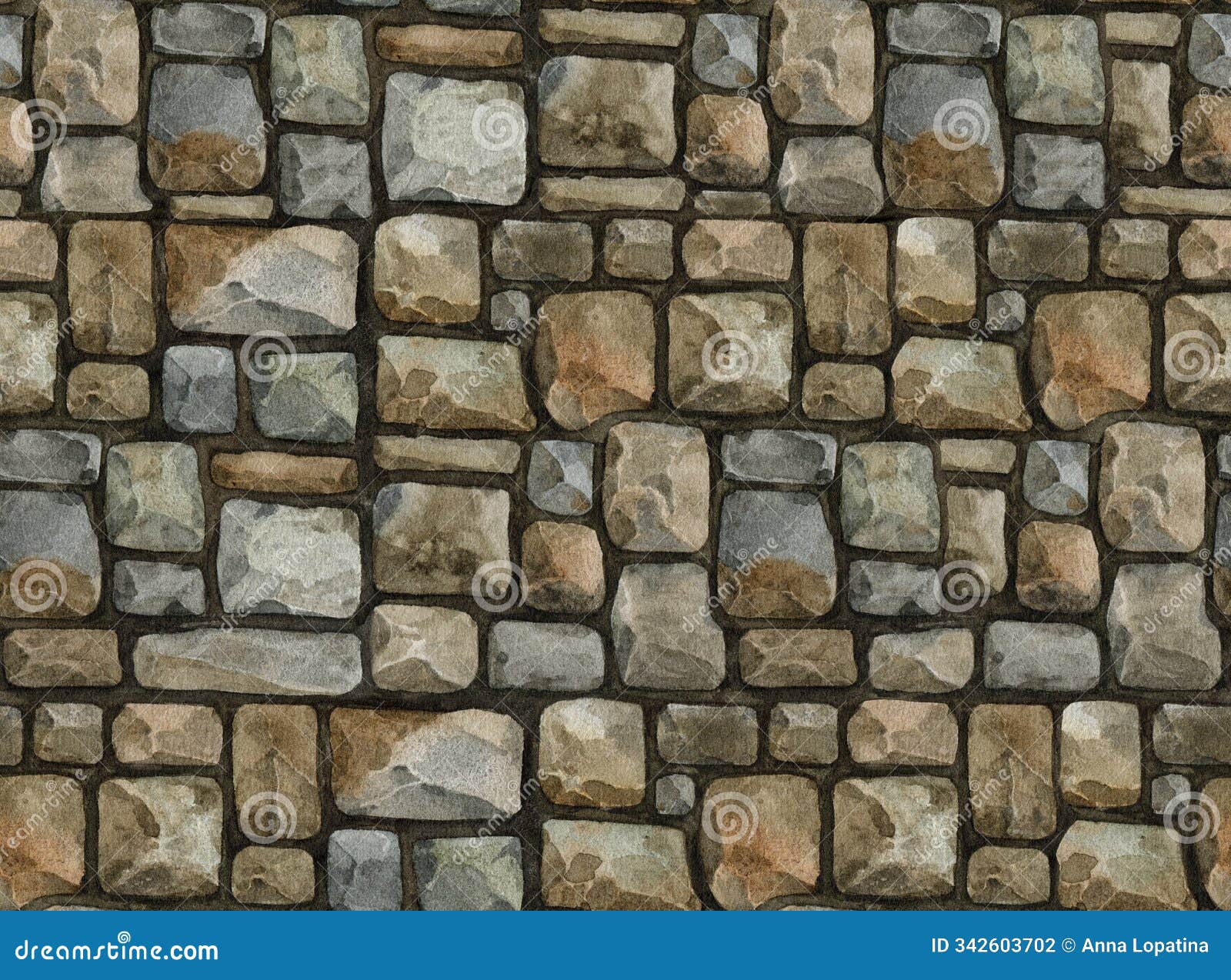 Rough Stone Surface Seamless Pattern Element. Watercolor Illustration ...