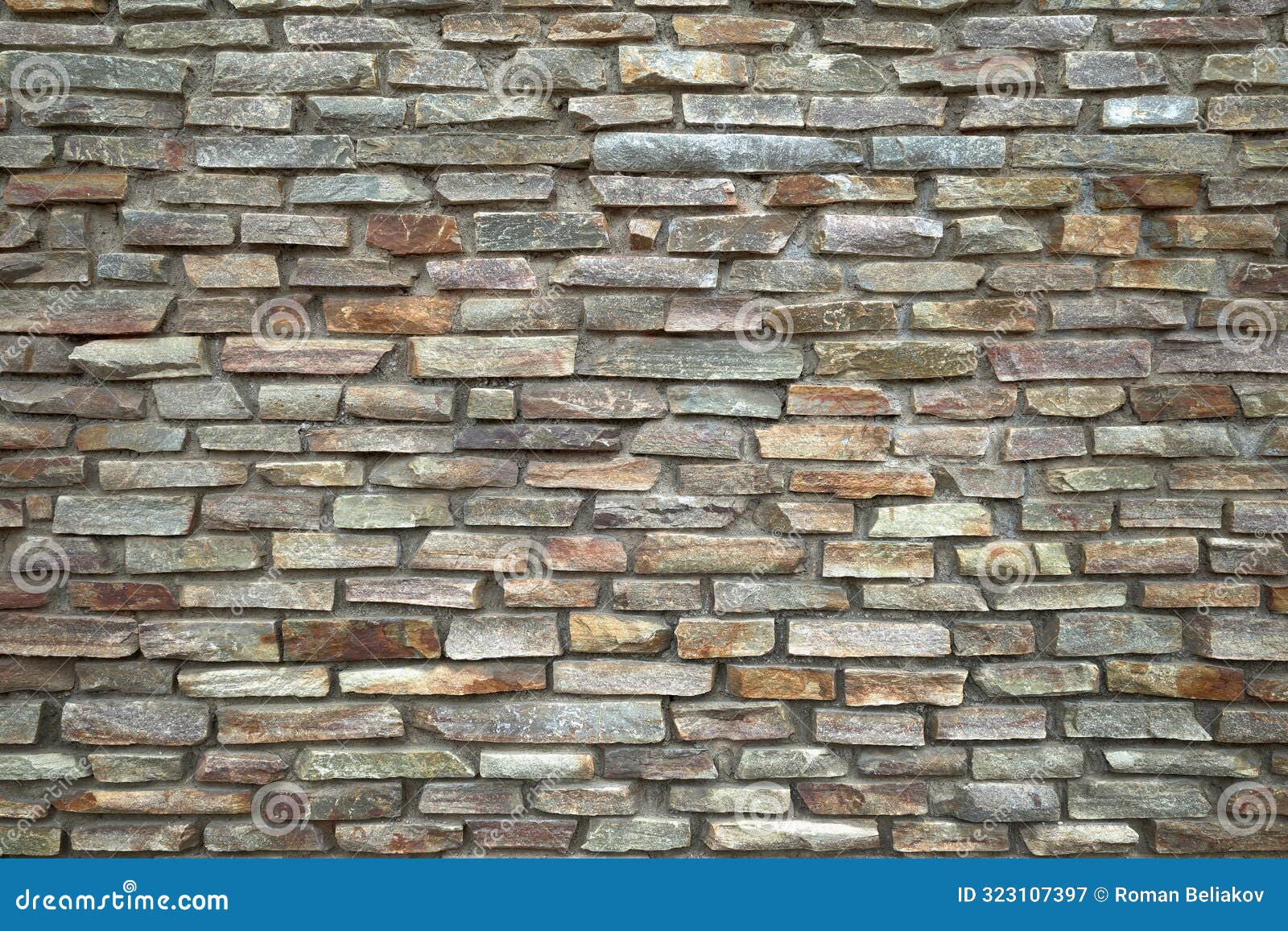 Rough Stone Wall Made of Ceramic Tiles of Different Sizes and Colors ...