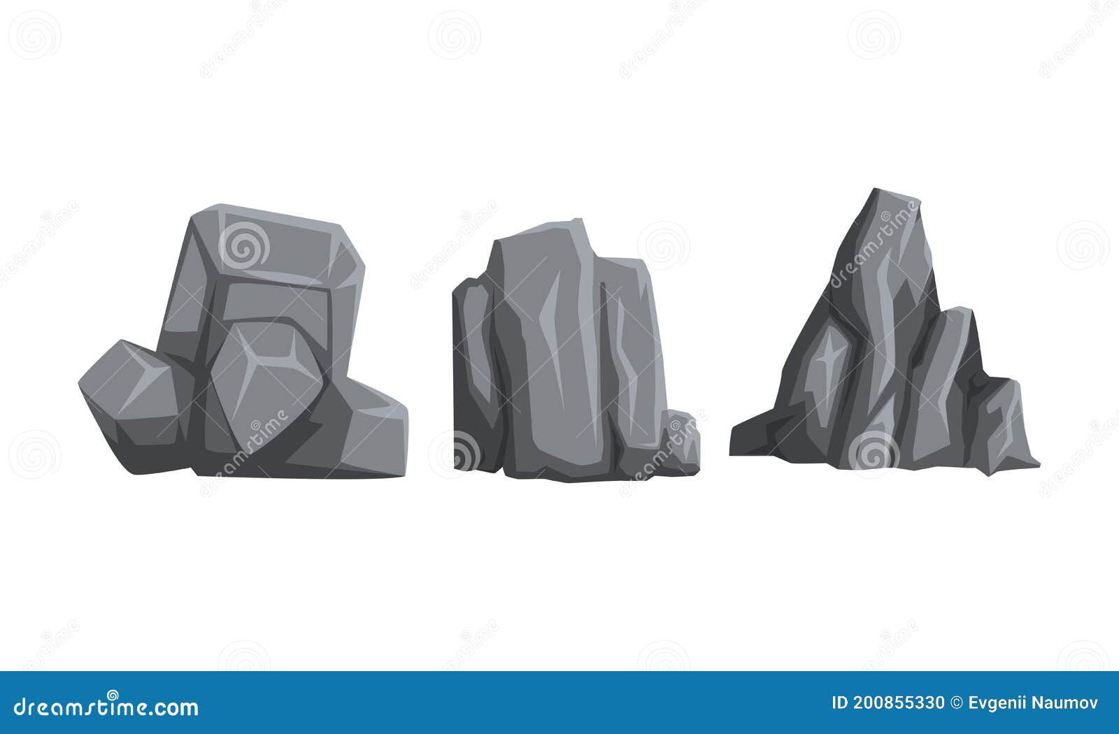 Rough Stones and Heavy Uneven Boulder Vector Set Stock Vector ...