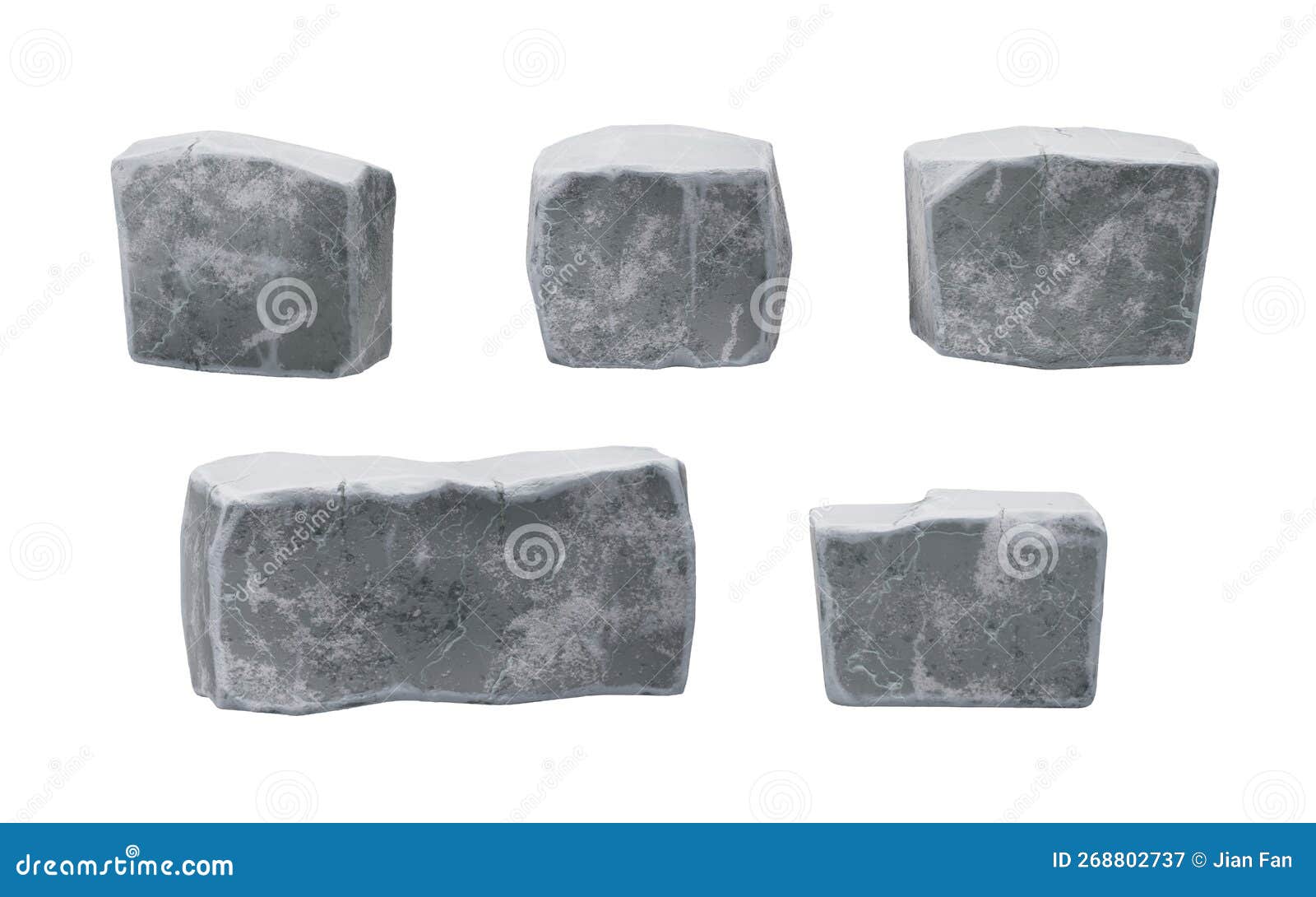 Rough Stones Isolated on White Background, 3d Rendering Stock ...