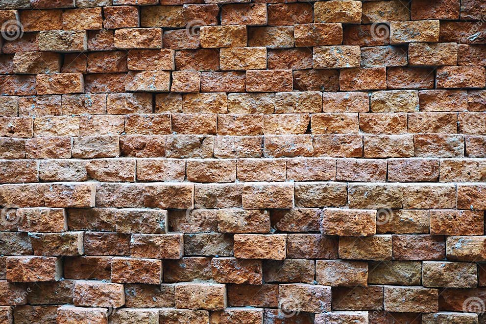 Rough Surface Brick Wall with Random Pattern of Protruding Bricks Stock ...