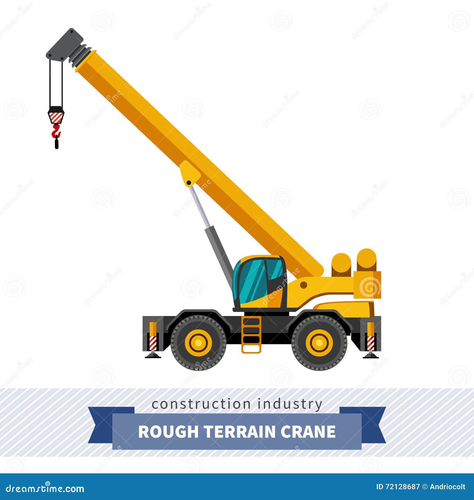 Rough Terrain Crane Cartoon Vector | CartoonDealer.com #72128687