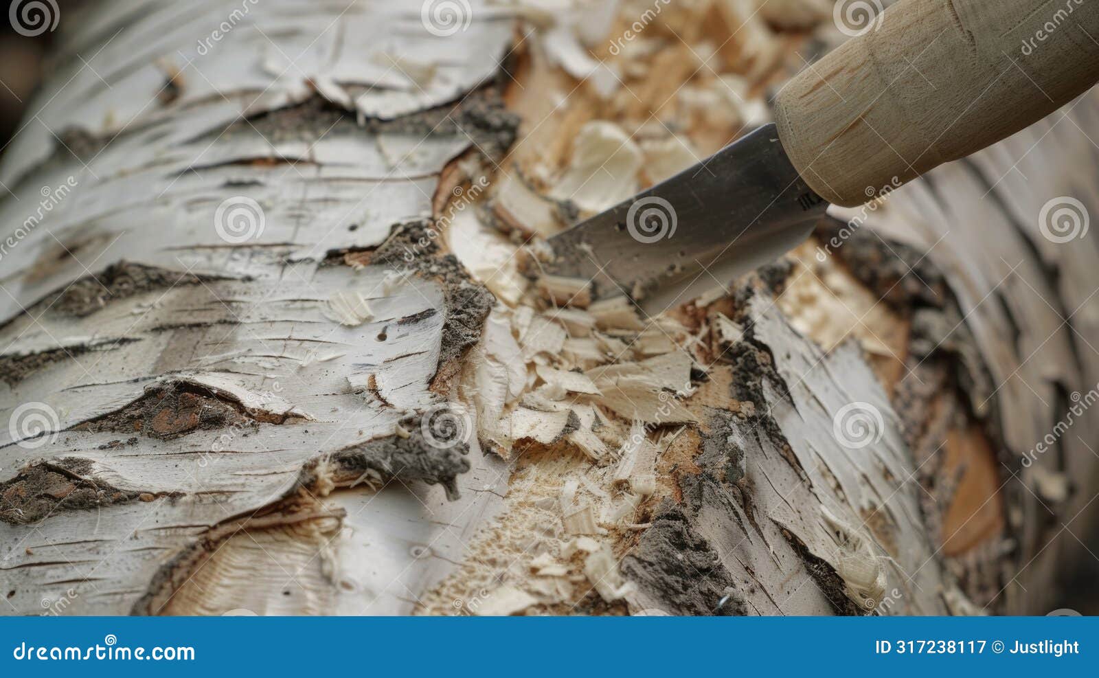 The Rough Texture of Bark Being Peeled Off Exposing the Smooth Pale ...