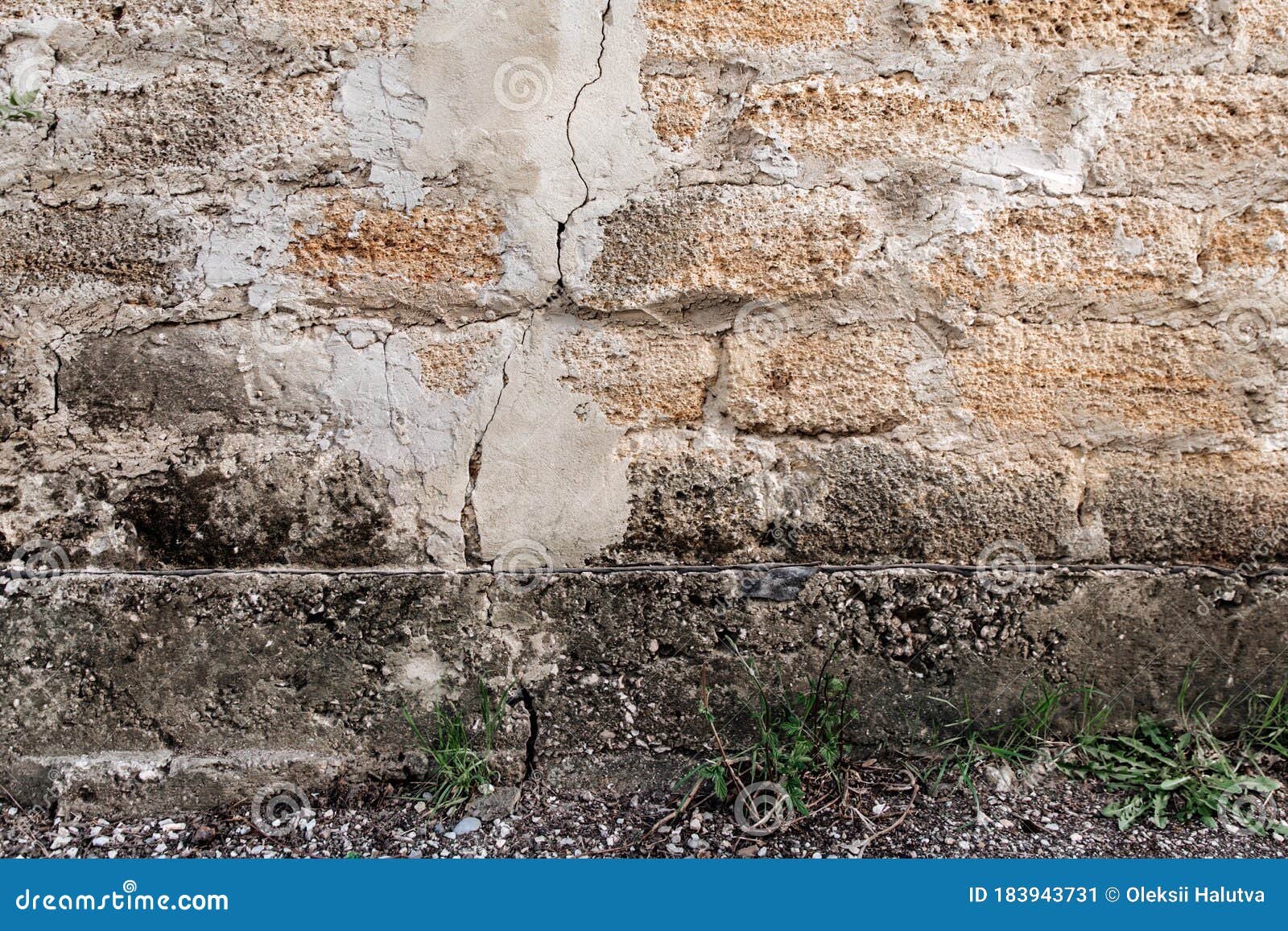 Rough Texture of a Brick Wall Made of Shells. There is a Crack in the ...