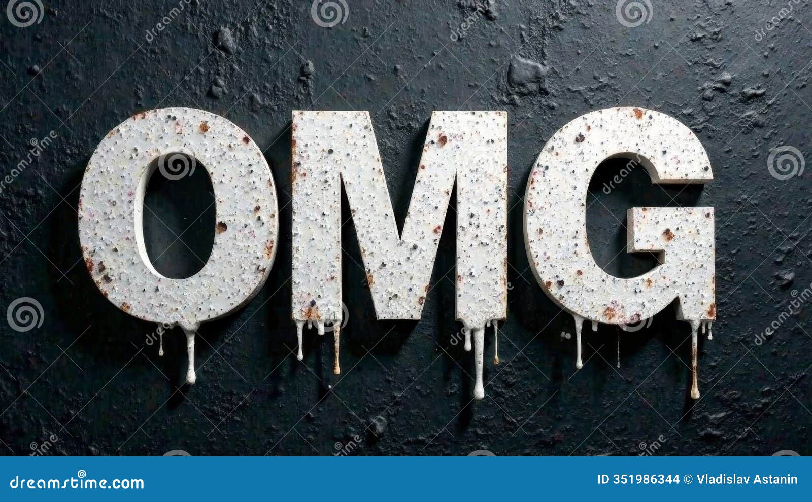 Rough Wall Background with White Dripping OMG Text Stock Photo - Image ...