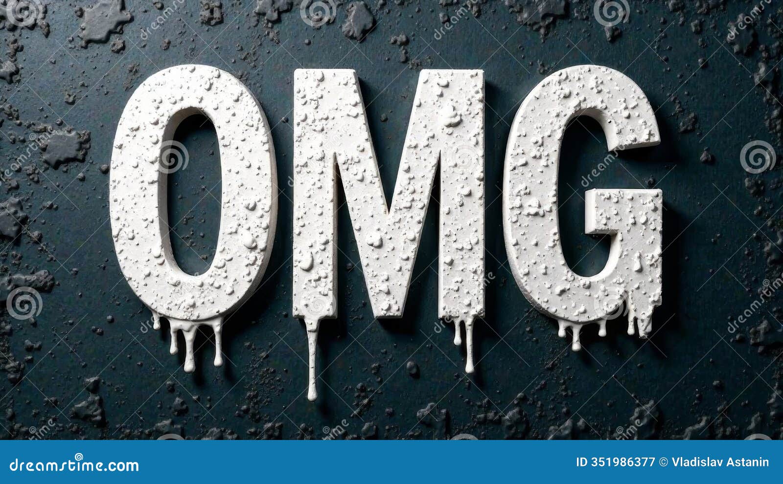 Rough Wall Background with White Dripping OMG Text Stock Image - Image ...