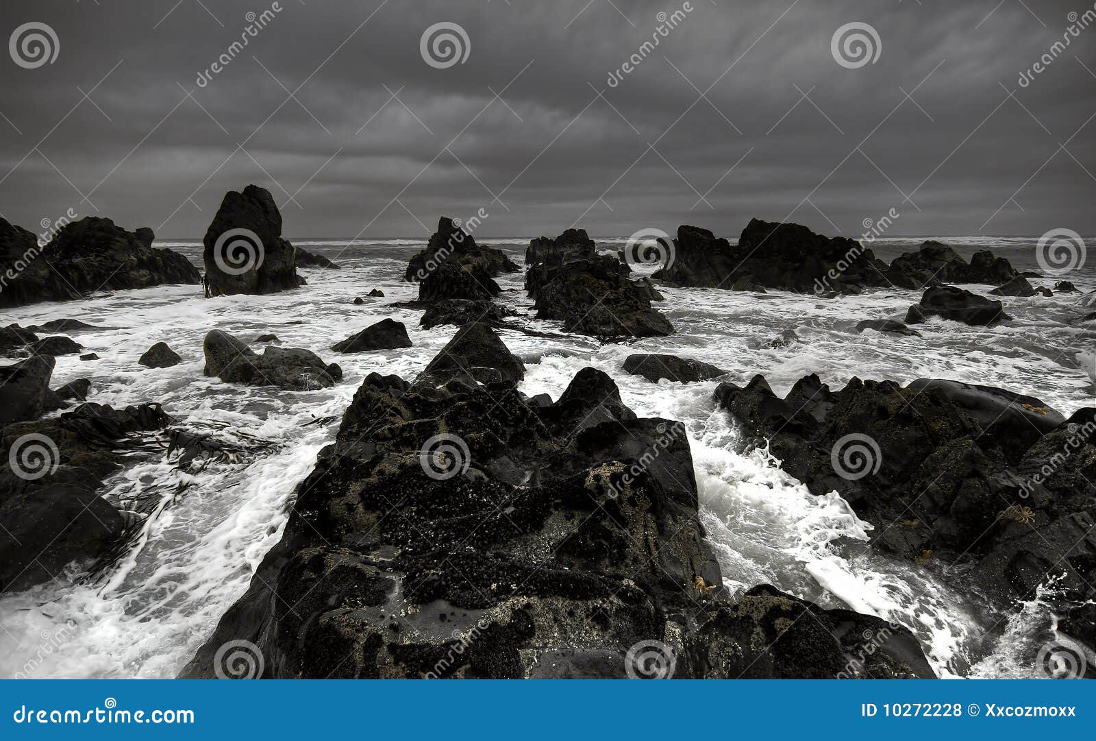 Rough Waves Crashing Against Coastline Stock Photo - Image of beach ...