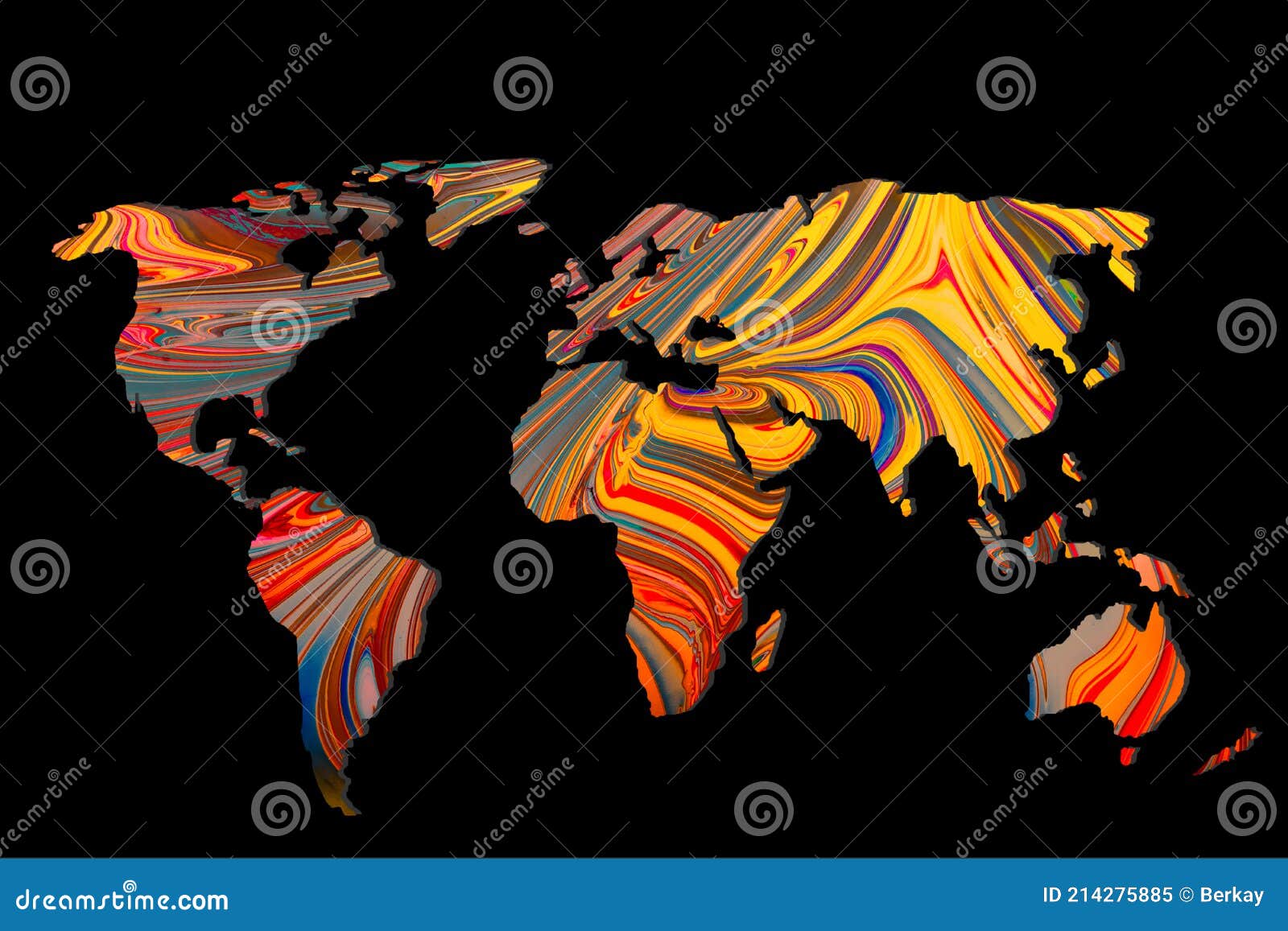 Roughly Outlined World Map on Black Background Stock Illustration ...