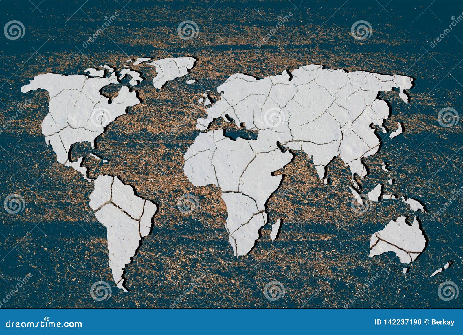Roughly Outlined World Map with Cracked Soil Background Stock Photo ...