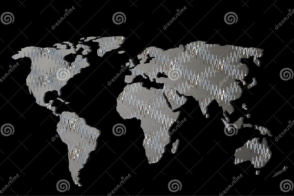 Roughly Sketched Out World Map with Patterns Stock Illustration ...