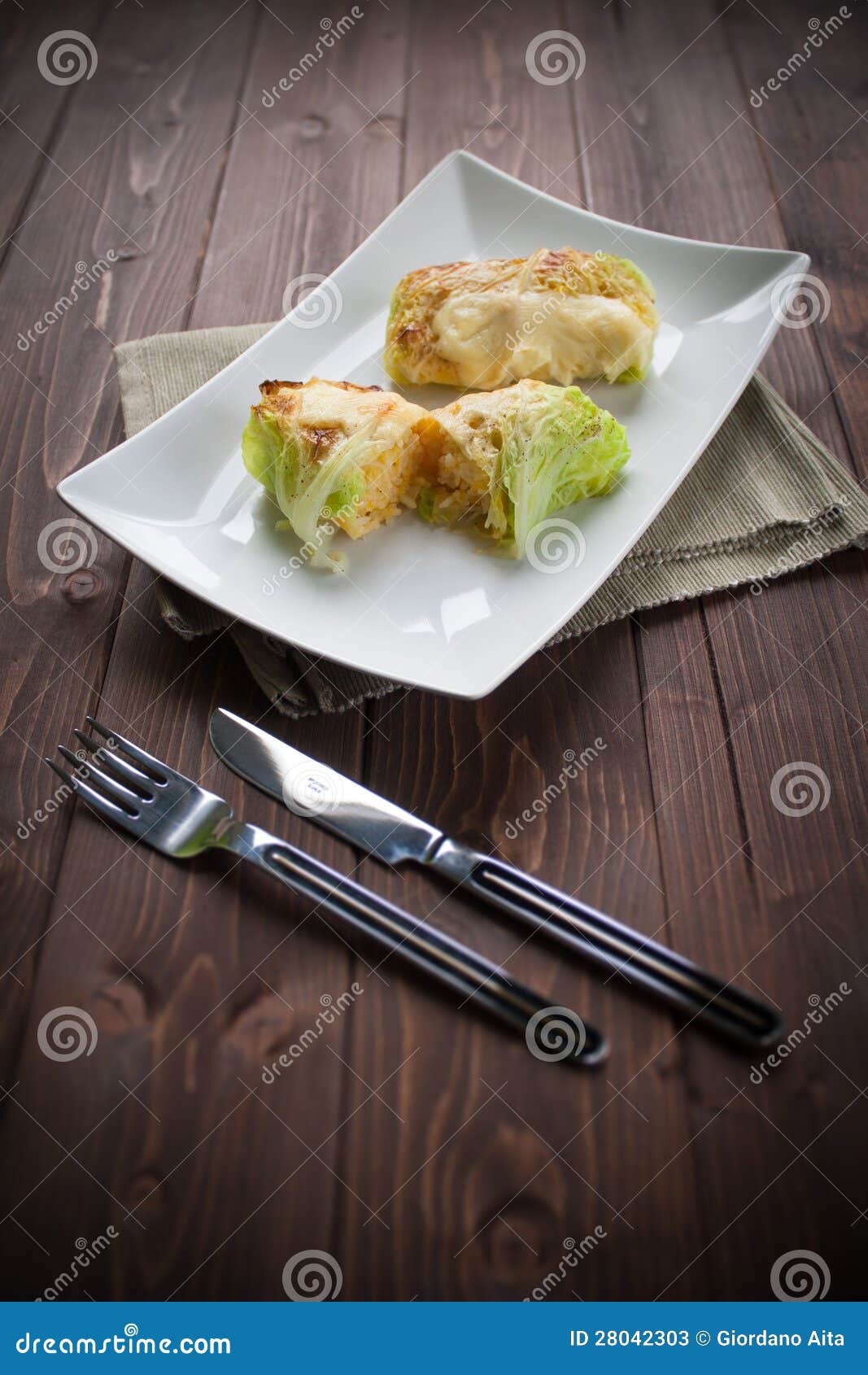 Roulade of Cabbage and Rice Stock Image - Image of healthy, prepared ...