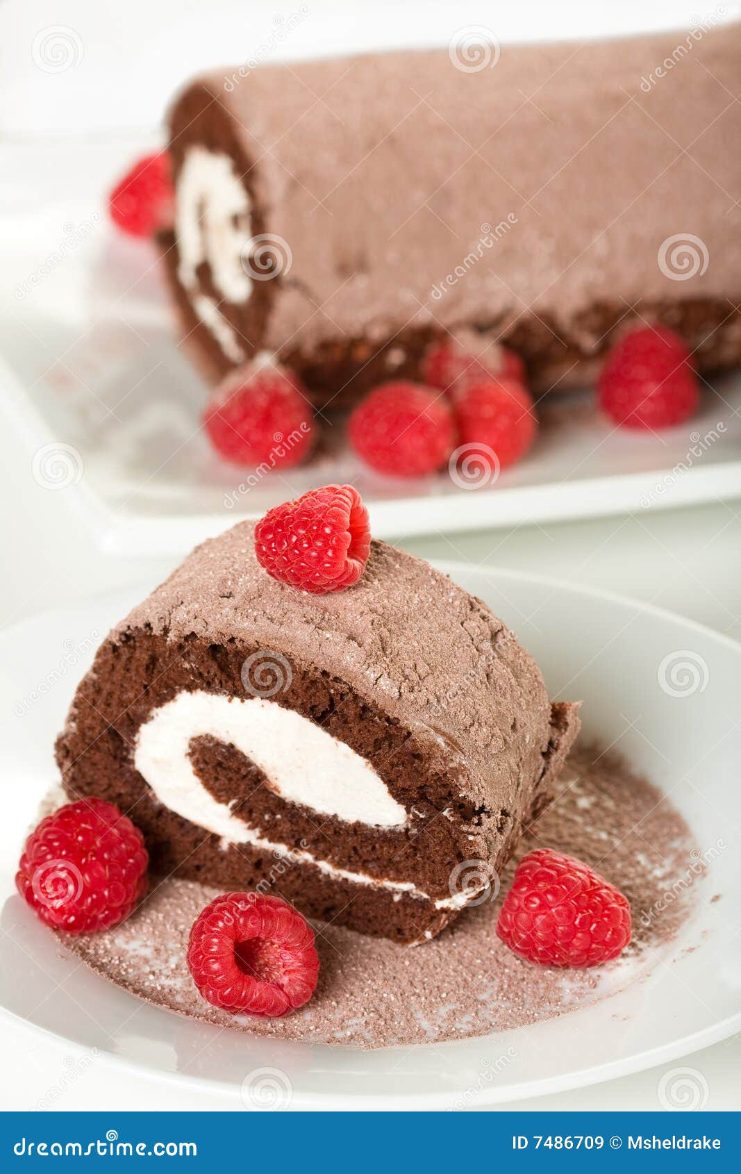 Roulade with Raspberries stock image. Image of chocolate - 7486709