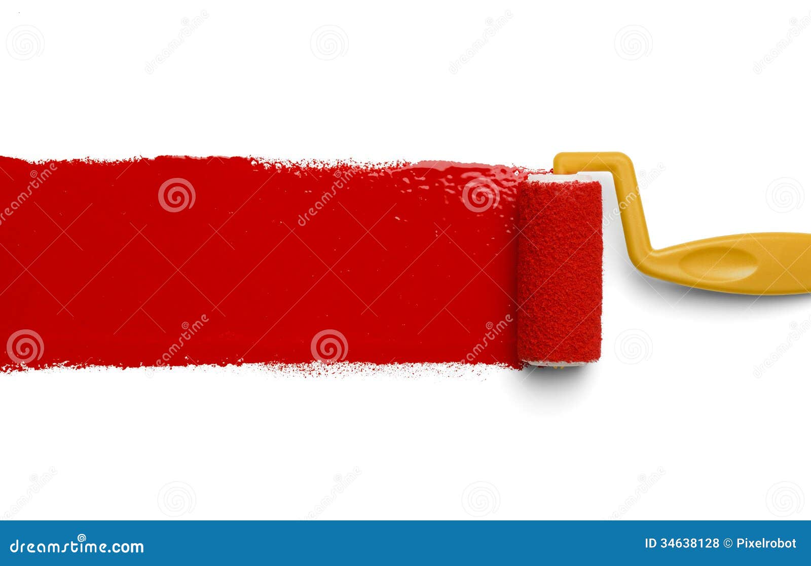 Rouleau Rouge De Jaune De Peinture Photo stock - Image du fixation ...