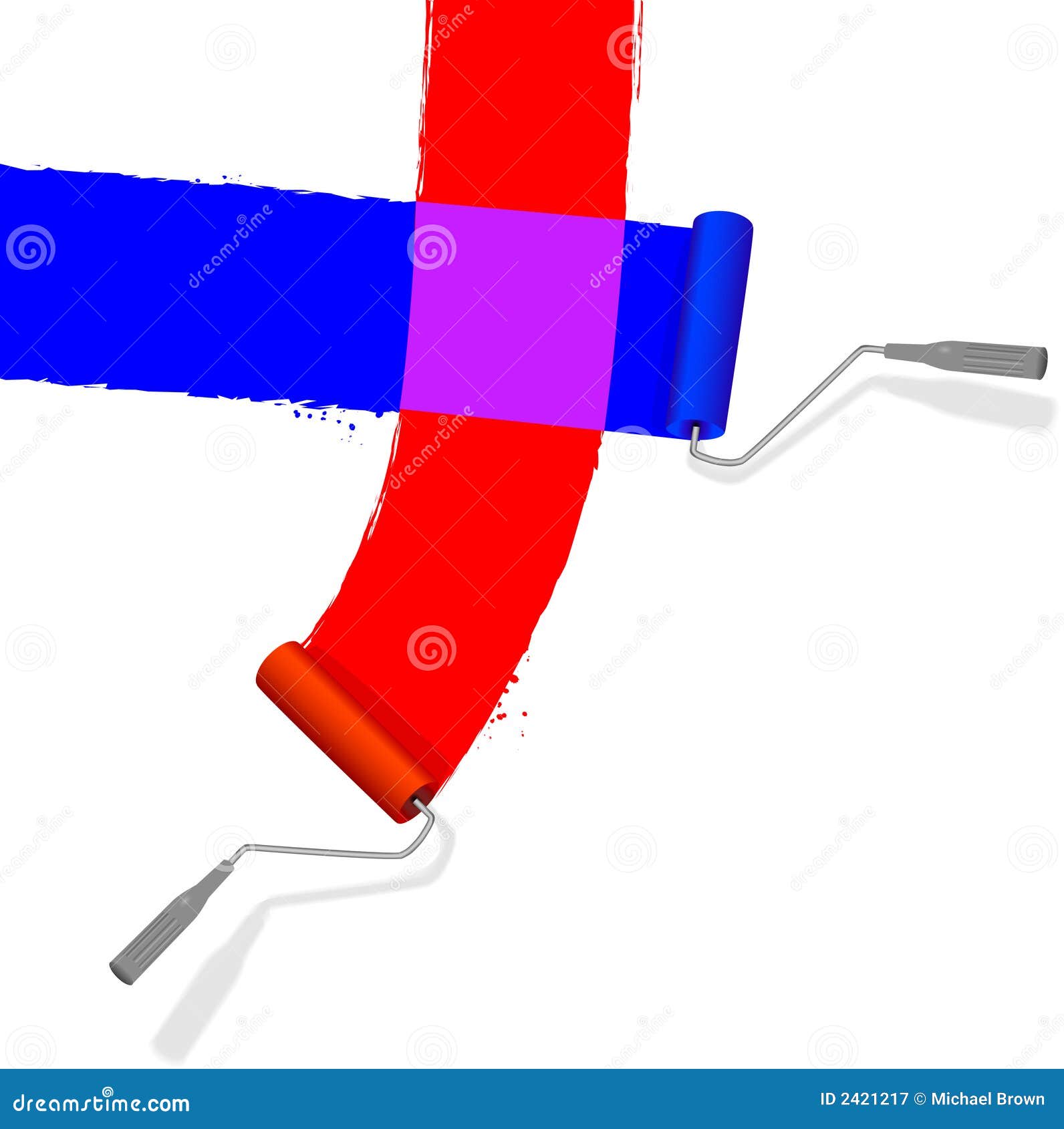 Rouleaux De Peinture Rouges Et Bleus Illustration de Vecteur ...