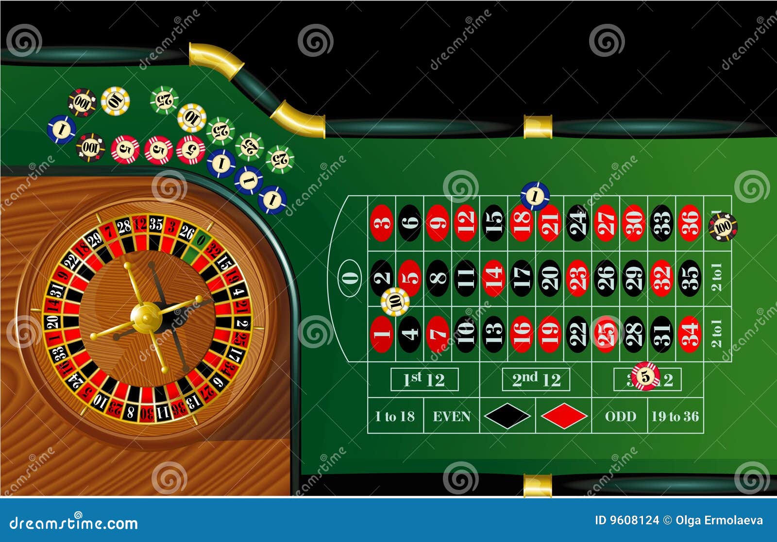 Roulette stock vector. Illustration of gamble, number - 9608124