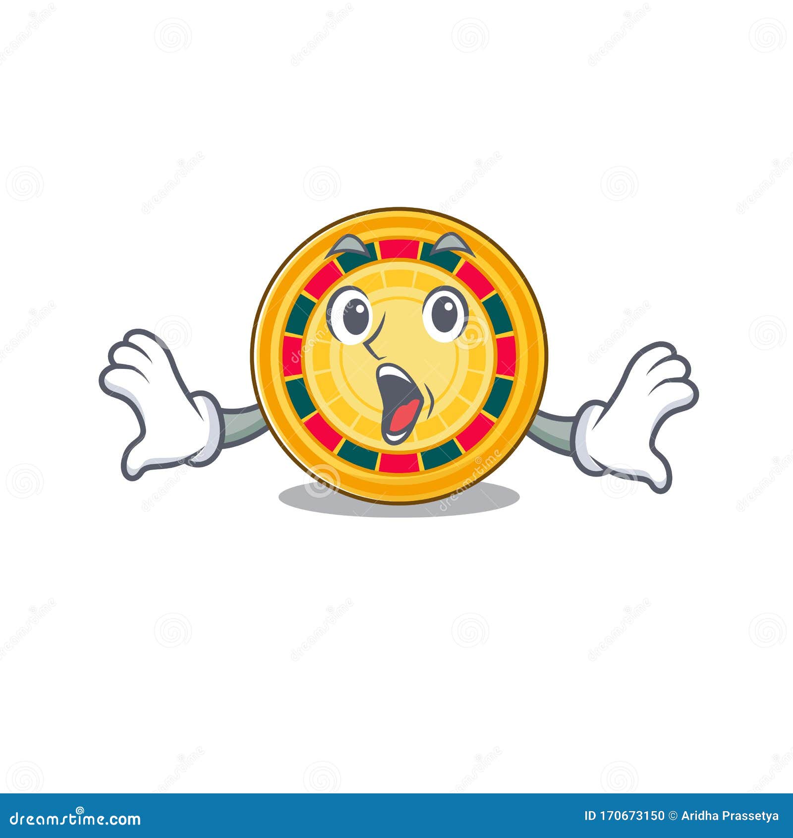 Roulette Cartoon Character Design on a Surprised Gesture Stock Vector ...