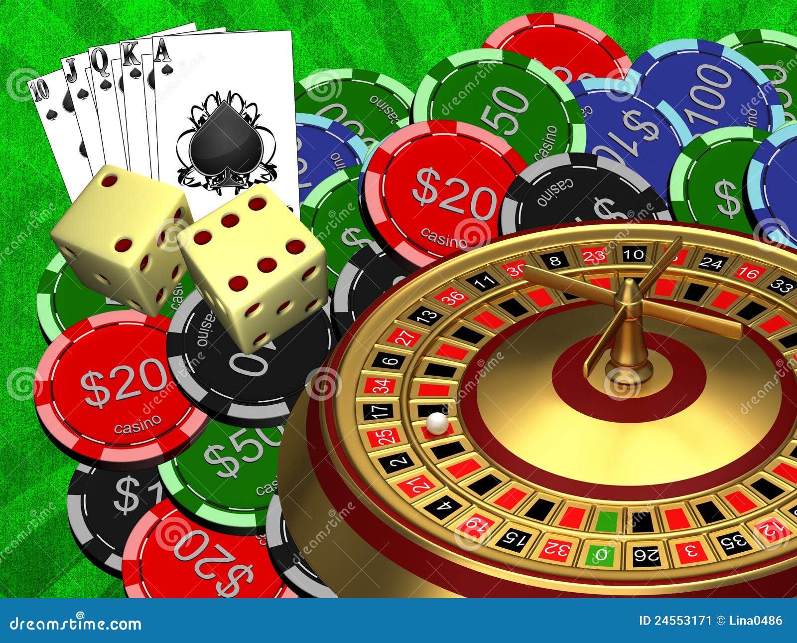 Roulette with the Casino Chips Stock Illustration - Illustration of ...